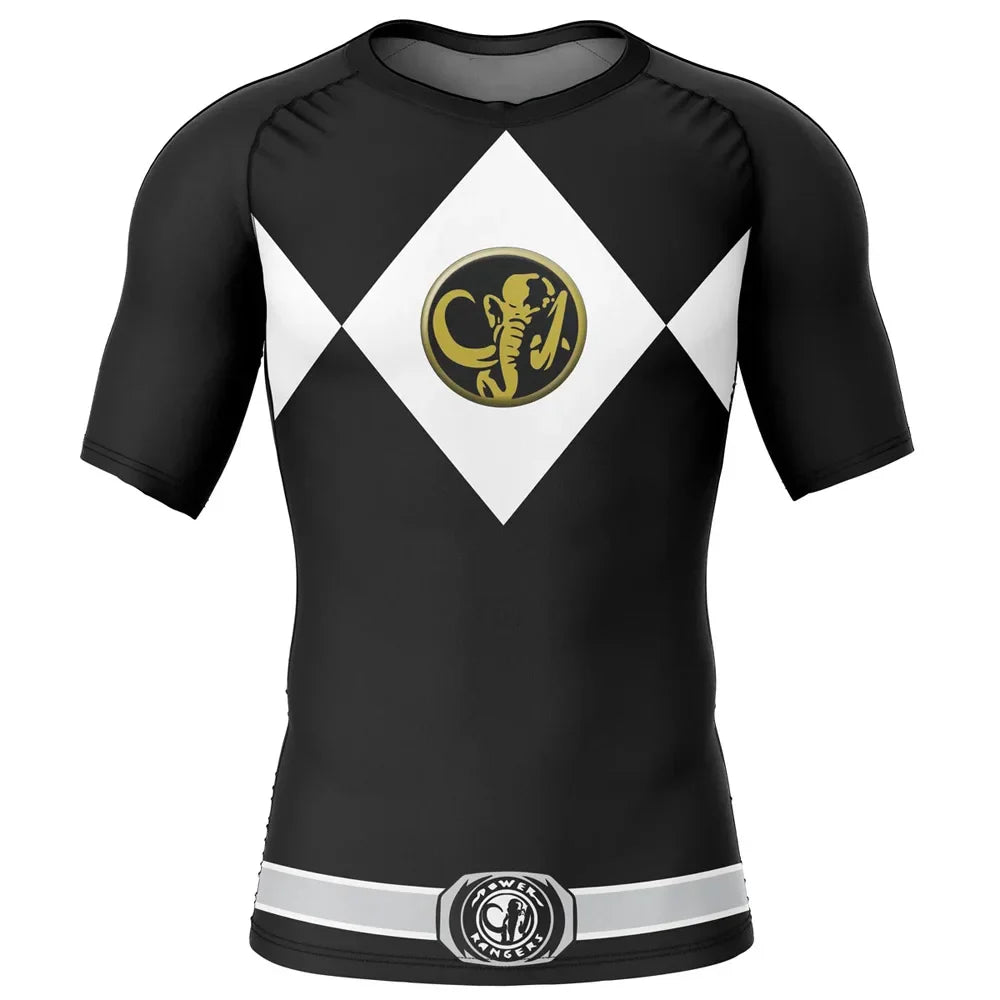 Power Rangers 'Black Ranger' Short Sleeve Compression Rashguard ...