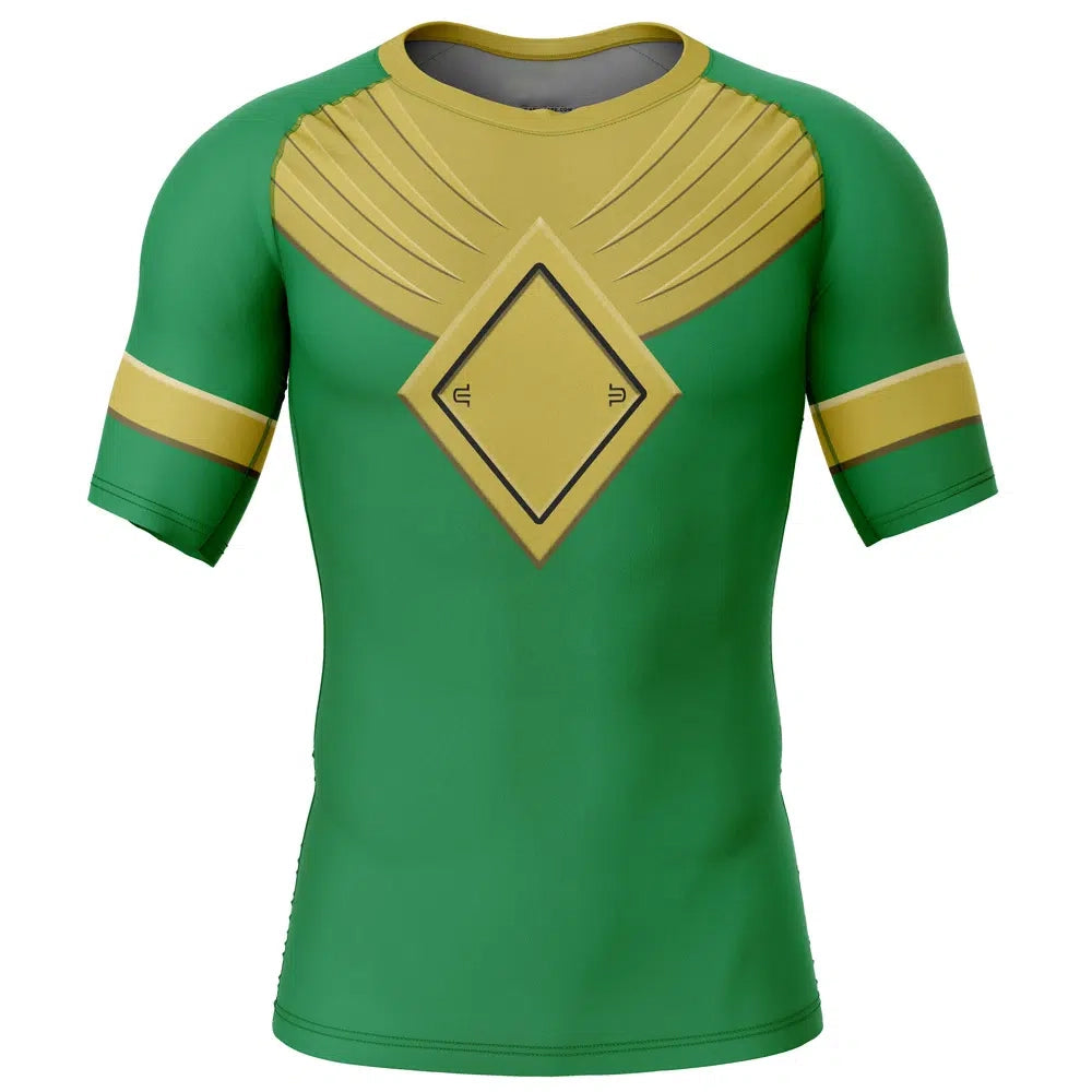 Kids Power Rangers 'Green Ranger | Gold Shield' Compression Short Slee ...