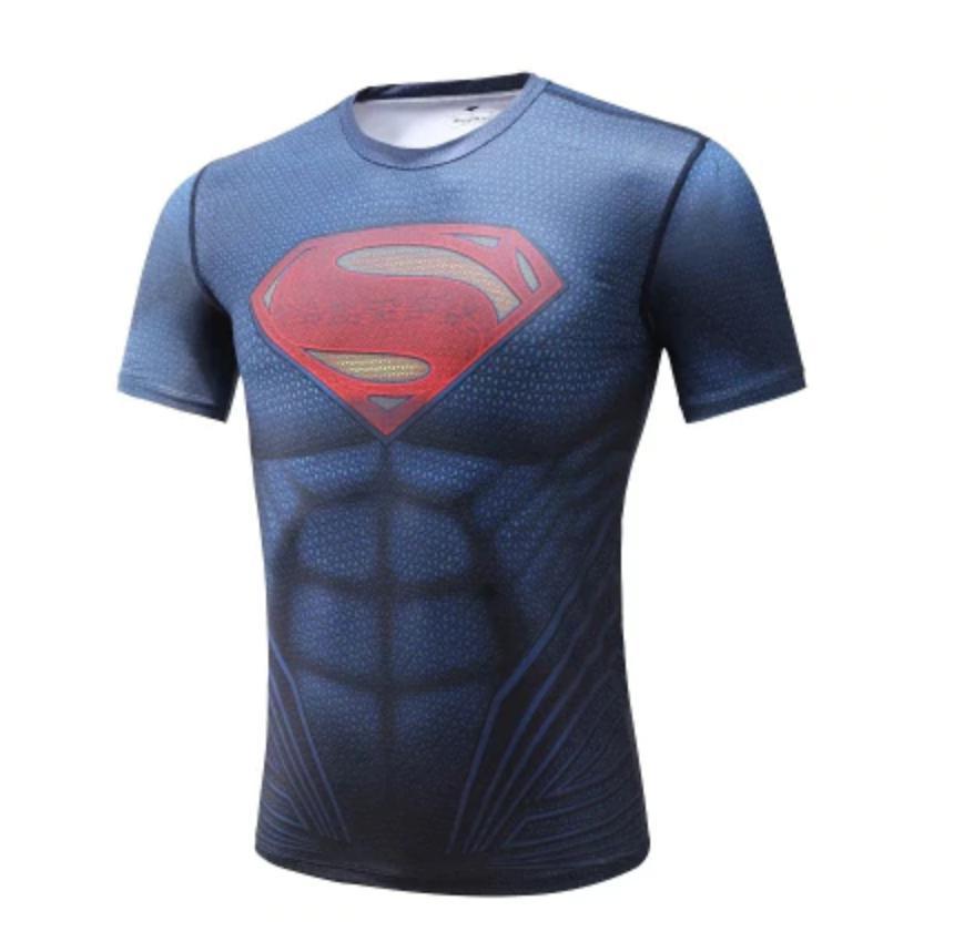 Kid's Superman "Man Of Steel" Compression Short Sleeve Rashguard ...