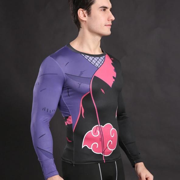 Naruto Battle Damaged 'Akatsuki' Long Sleeve Compression Rash Guard ...