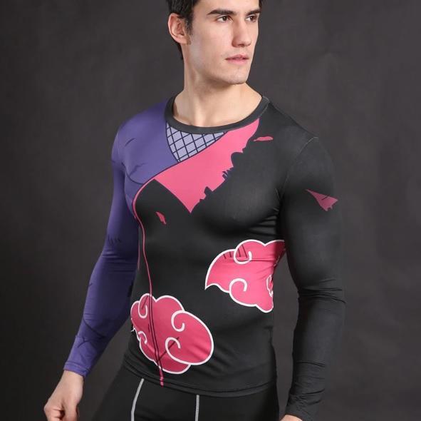 Naruto Battle Damaged 'Akatsuki' Long Sleeve Compression Rash Guard ...