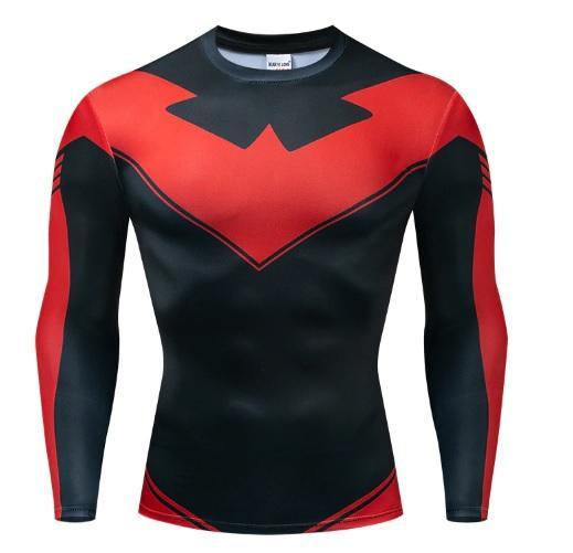 Nightwing 'Red' Long Sleeve Dri-Fit Rashguard — HeroCompression