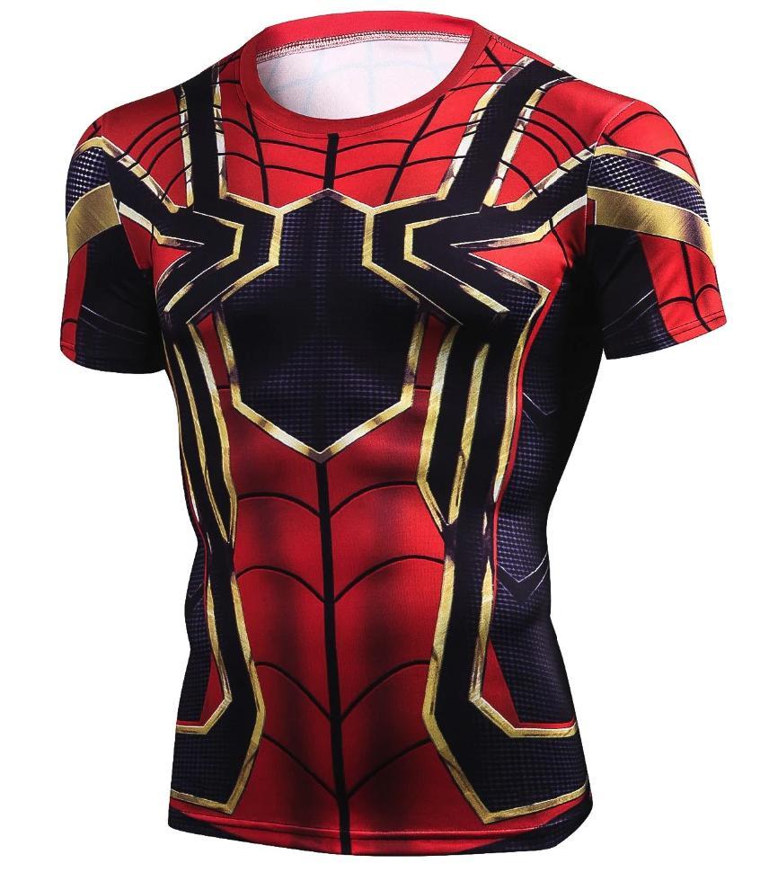 Spider Man "Iron Spider Man" Compression Short Sleeve Rashguard ...